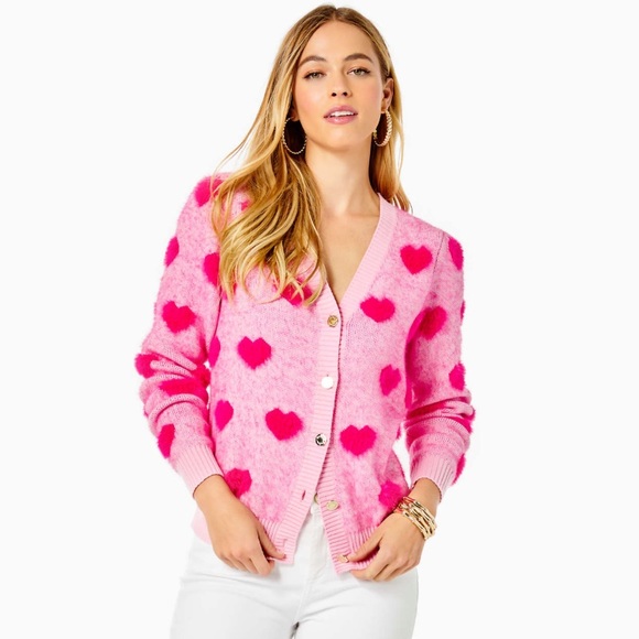 Lilly Pulitzer | Sweaters | Nwt Lilly Pulitzer Pink Hearts Keane ...